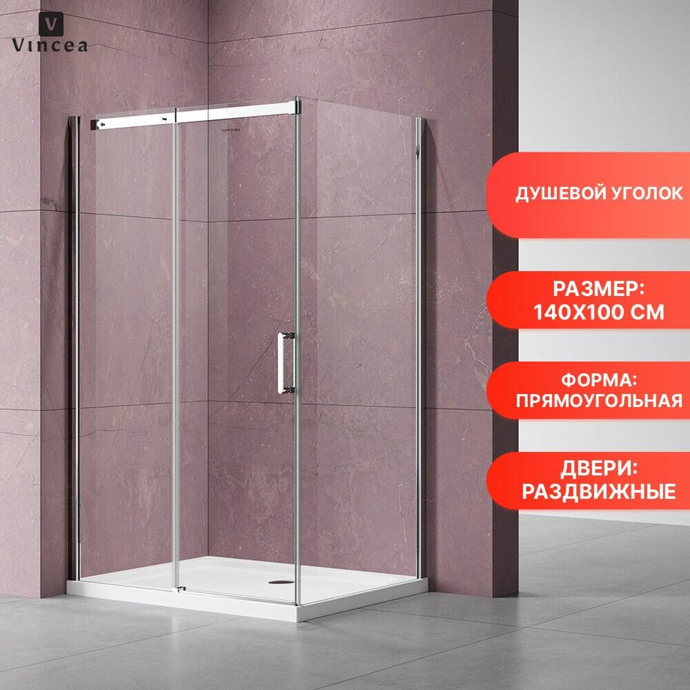 Душевой уголок Vincea Dice VSR-4D1014CL, 1400*1000, хром, стекло прозрачное