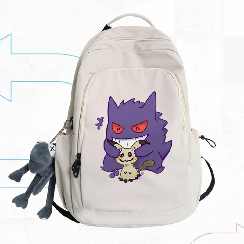 35x20x45cm, Белое, Аниме, Рюкзак, Покемон, Pokemon, Генгар, Gengar