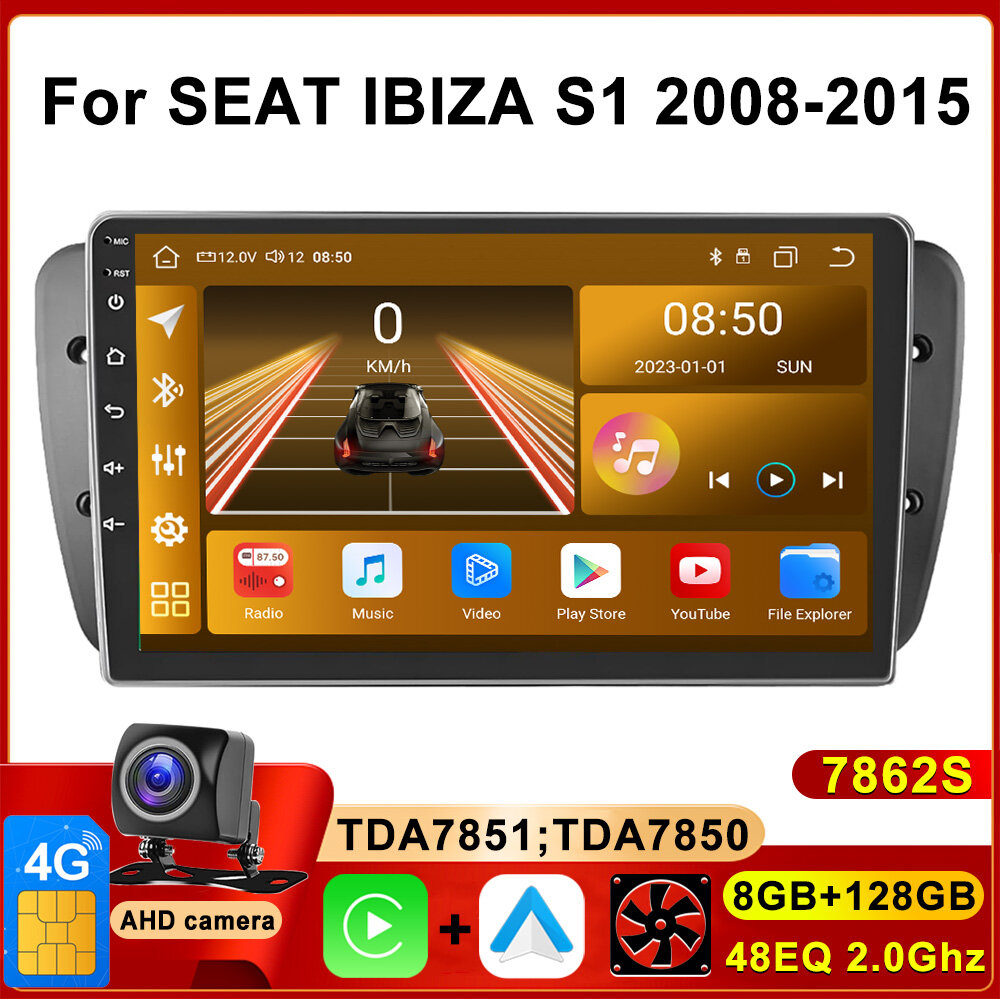 Штатная магнитола для SEAT Ibiza 6J 2008-2015 на Android 8+128G(GPS, WiFi, DSP, Carplay, Кулер)