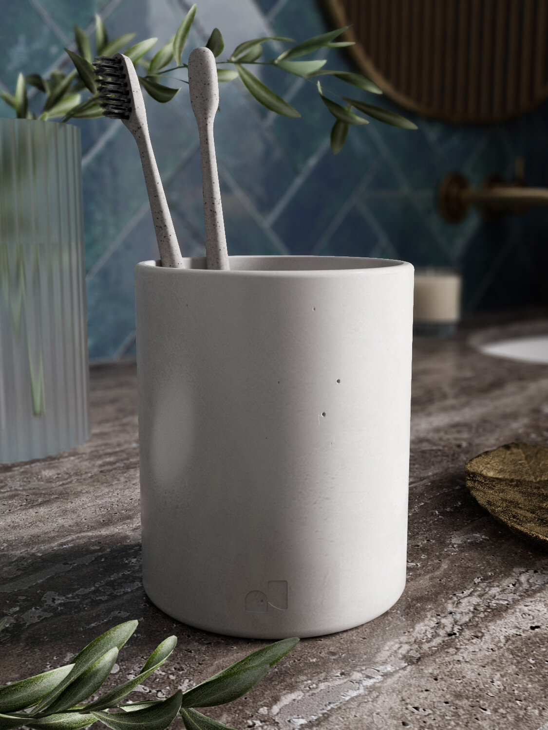 Органайзер для ванной комнаты, стакан для зубных щеток в дом, держатель кисточек и расчесок Bordeaux серый глянцевый.