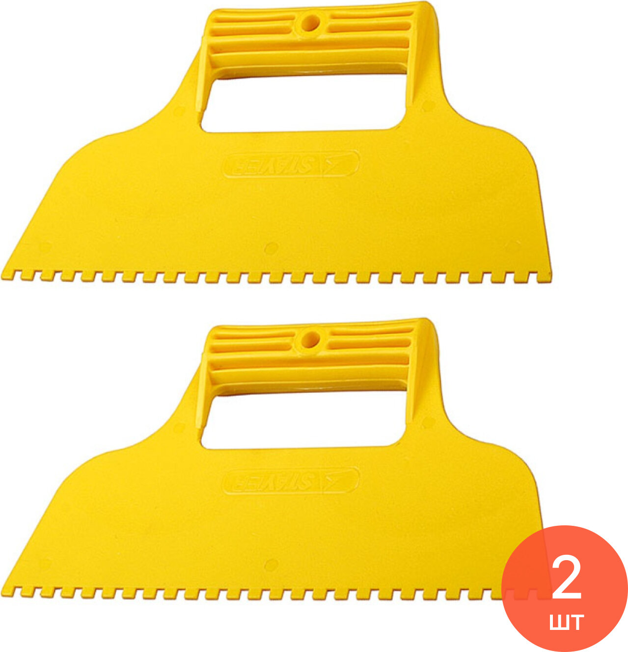 Шпатель строительный Stayer / Стайер зубчатый, из пластика, 230мм / малярные и отделочные инструменты (комплект из 2 шт)