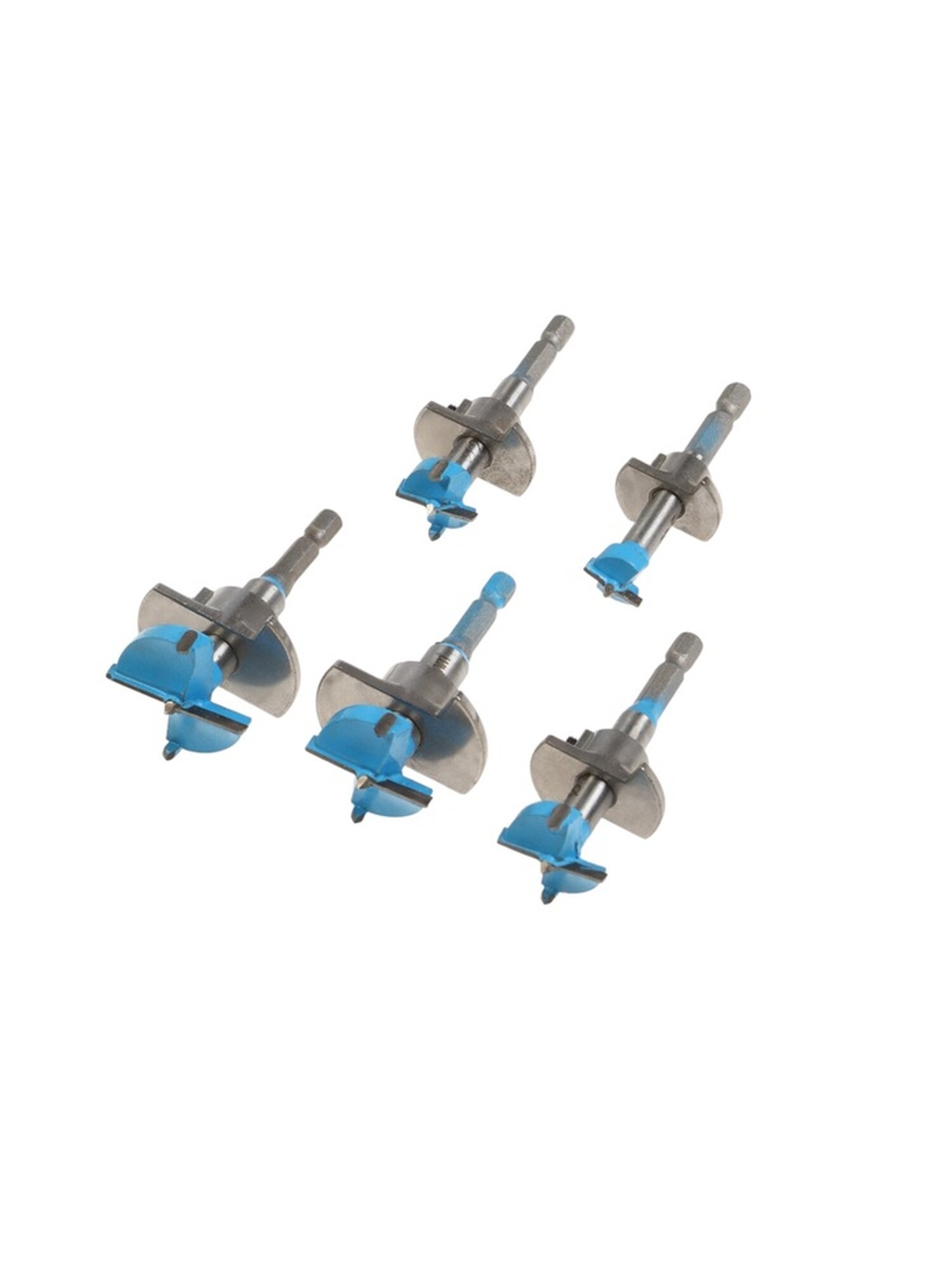 Набор сверл Форстнера тундра, регулируемая глубина, 15-20-25-30-35 мм, цилиндр. хвостовик