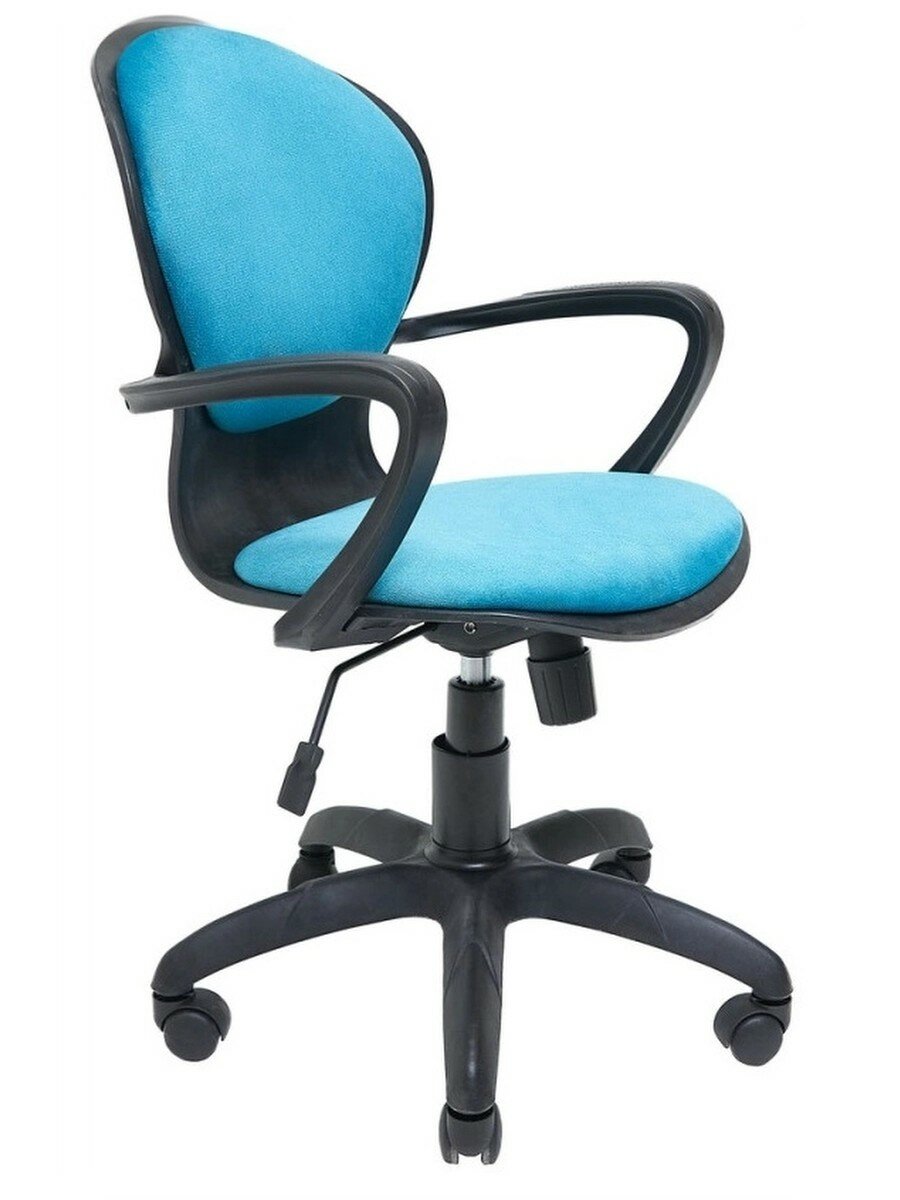 Детское компьютерное кресло КР Bloom Black, с механизмом качания, обивка, велюр бирюзовый