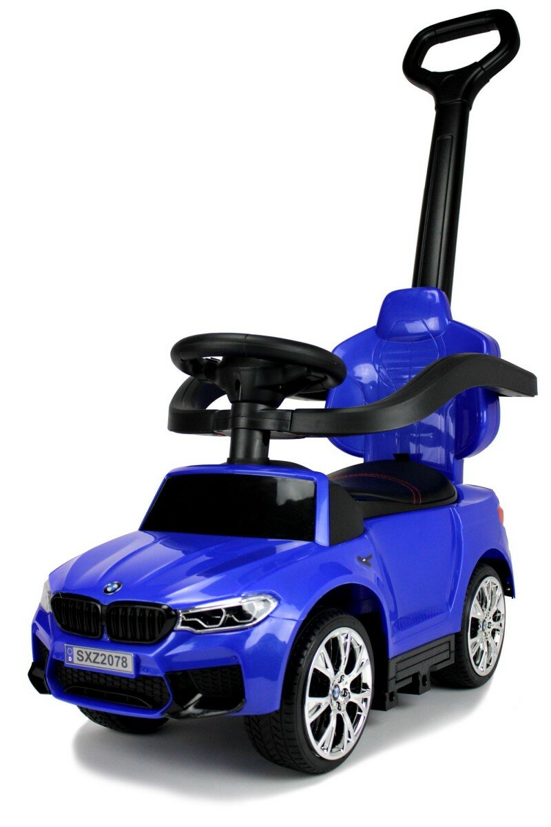 Детский толокар RiverToys BMW M5 A999MP, музыкальный руль, синие фары, с педалями