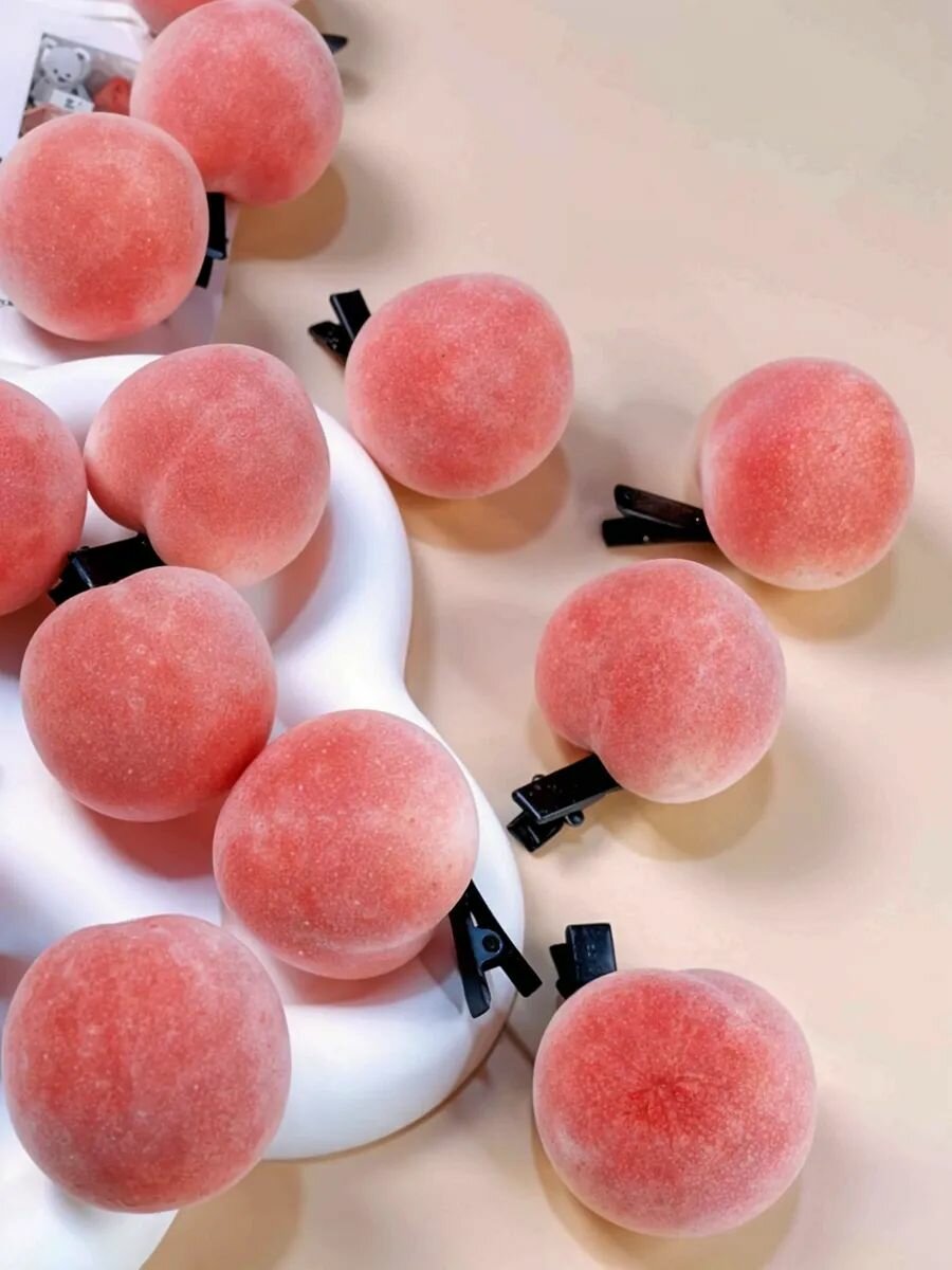 Фруктовые заколки для волос набор Peaches Персик 10 шт женские