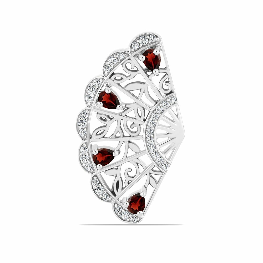 Брошь, серебро, 925 проба, родирование, фианит