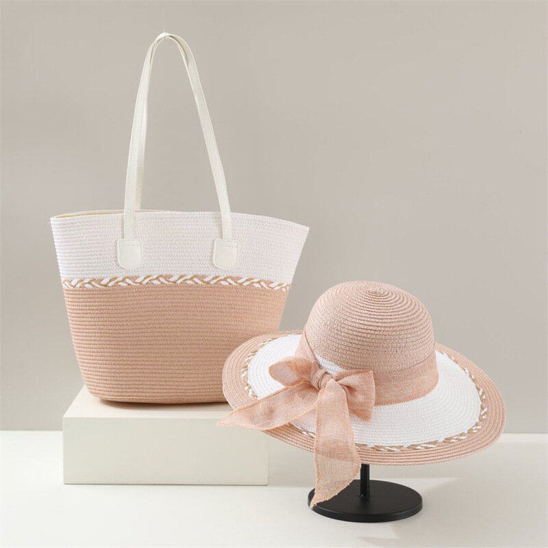 Летняя сумка, розовый, двухчастный, с козырьком