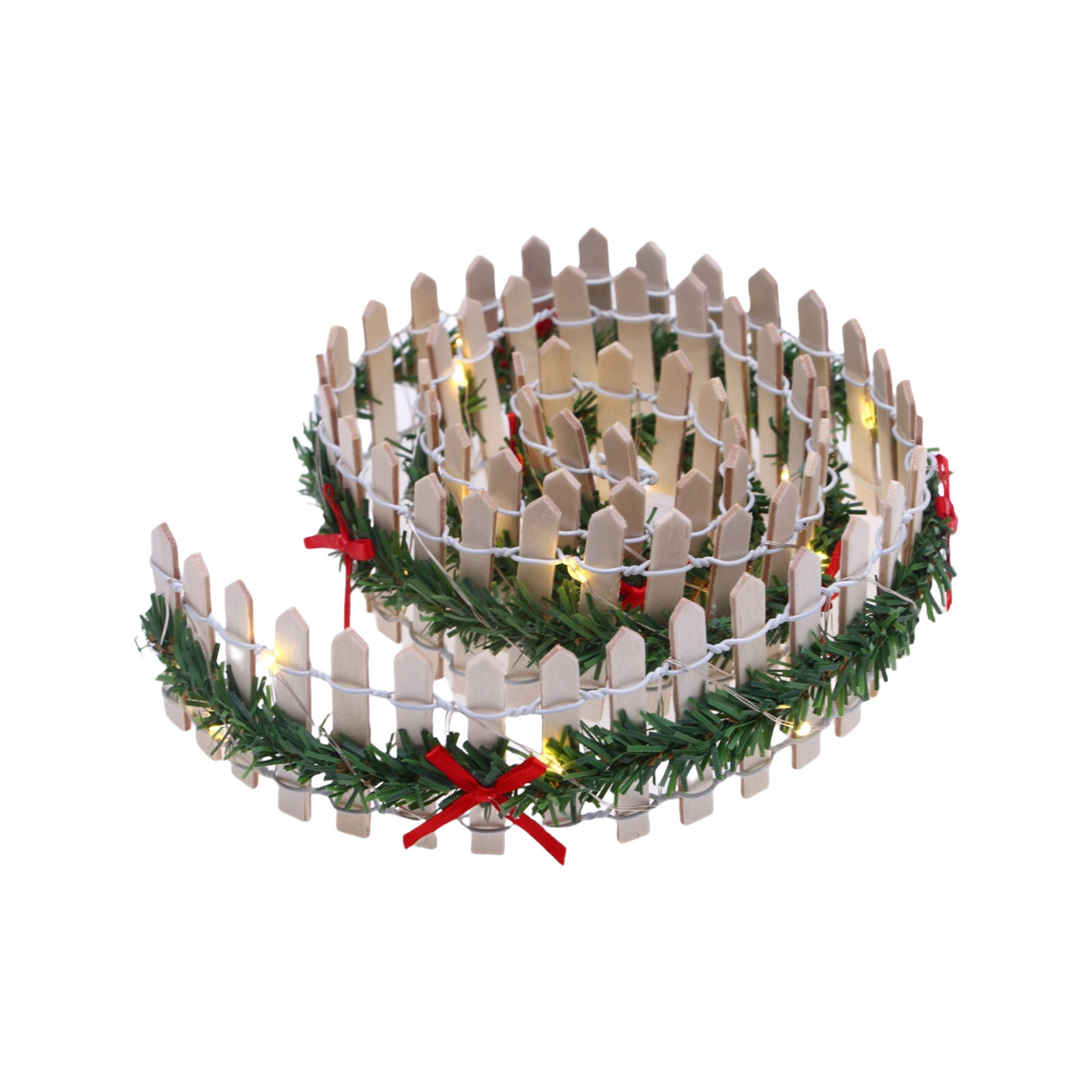 Миниатюрный деревянный забор с подсветкой для кукольных домиков