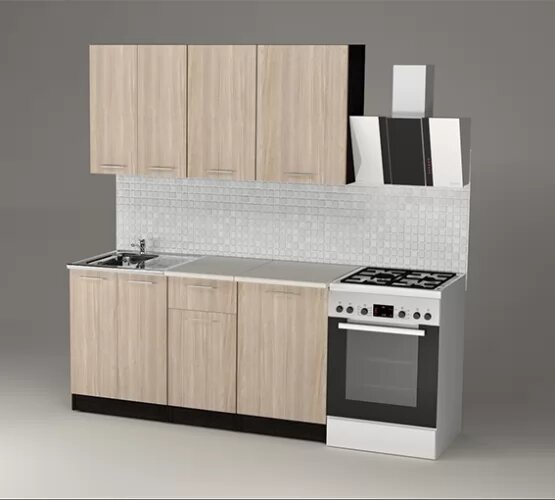 Кухонный гарнитур Герда Светлана нормал 1500 мм, каркас ЛДСП, фасад ДВП; ПВХ, Венге/Ясень шимо светлый