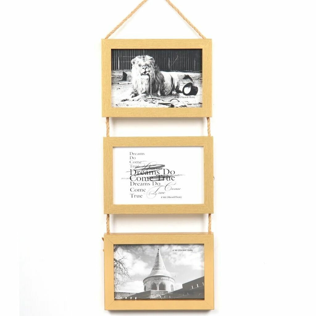 Фоторамка коллаж на 3 фото 10х15 см, бежевая