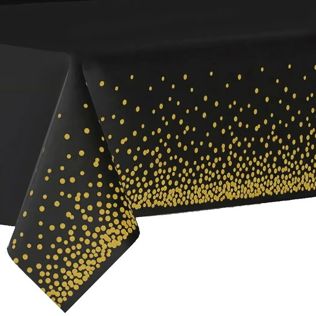 Скатерть одноразовая «Руби» 137х183см, черная, ПВХ, водонепроницаемая, многоразовая