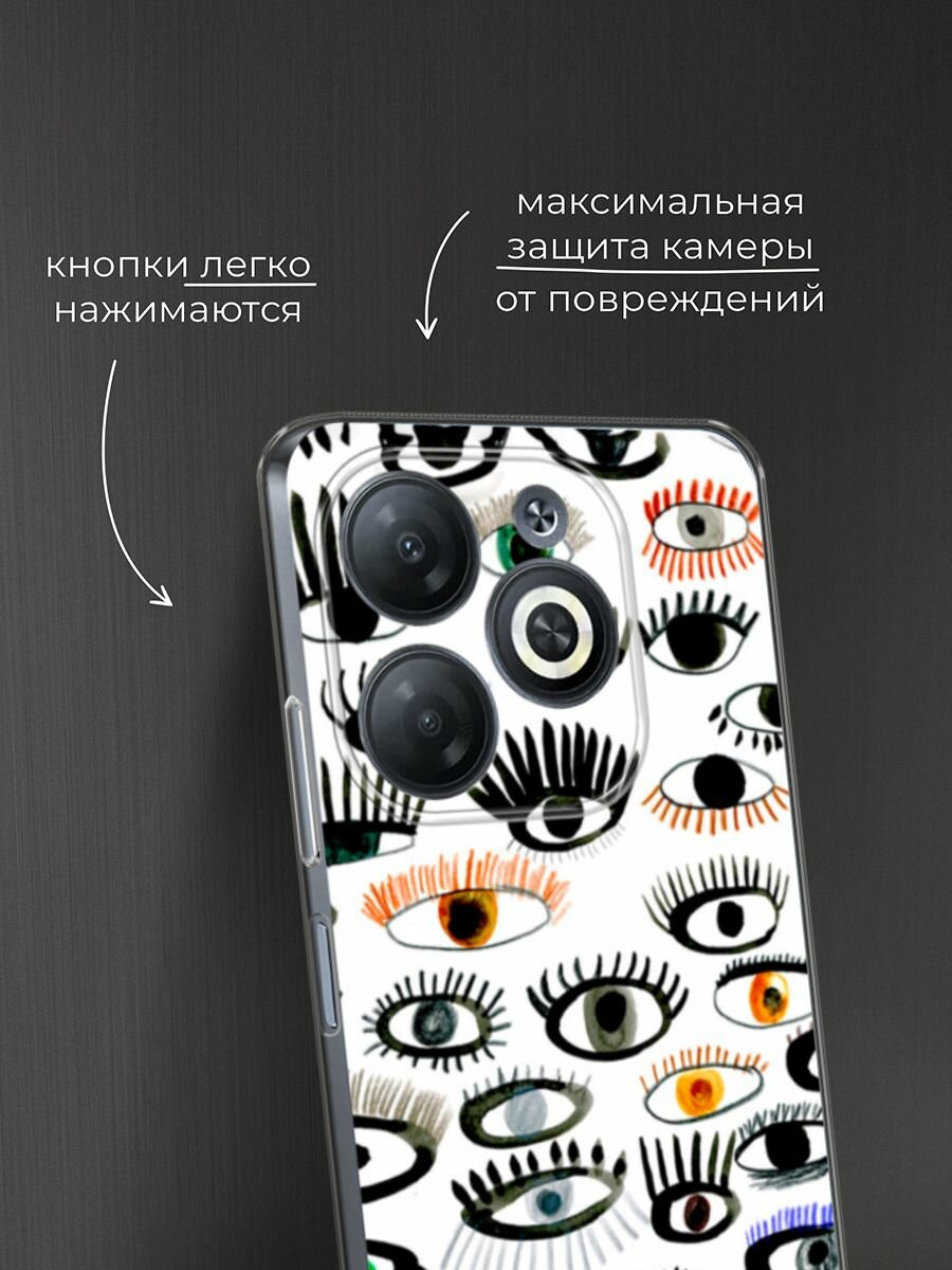 Чехол на Infinix Smart 8/8 HD/HOT 40i / Инфиникс Смарт 8/8 HD/HOT 40i с принтом "Глаза акварель" — фото 1