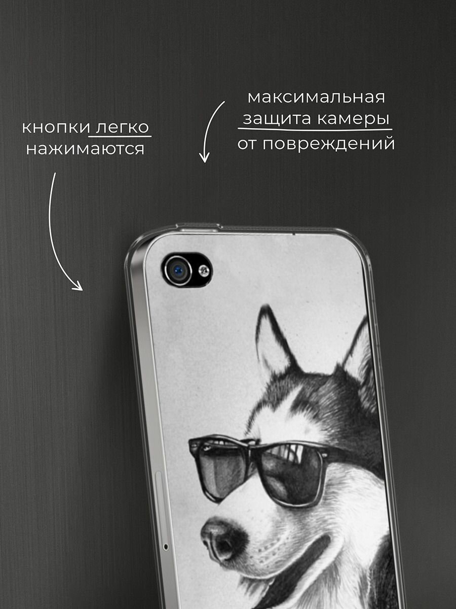 Чехол на Apple iPhone 4/4S / Айфон 4/4S с принтом "Крутой Хаске" — фото 1