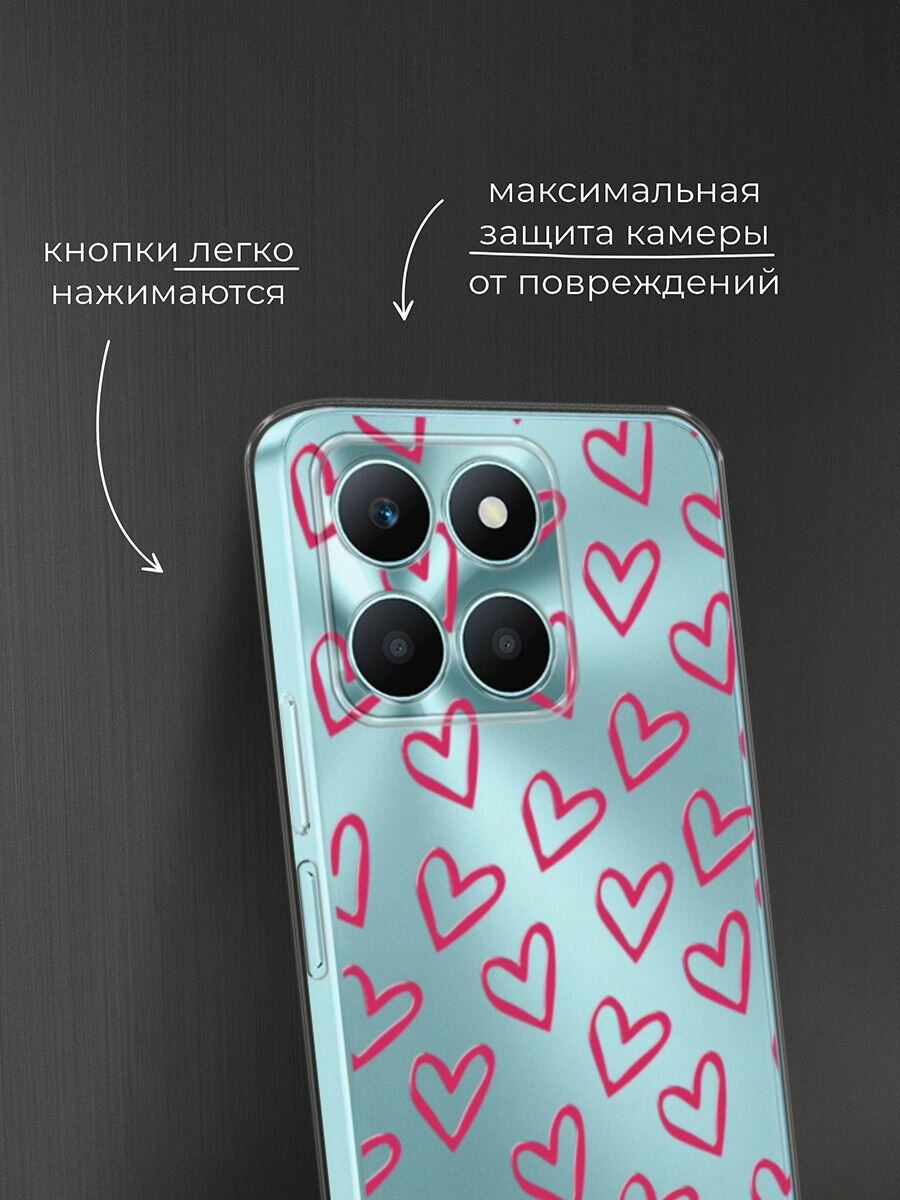 Чехол на Honor X6A / Хонор X6A с принтом "Темные сердечки" — фото 1