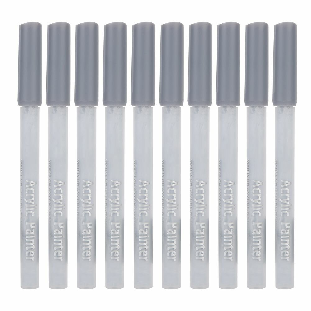 10 акриловых маркеров 1100M холодно-серые, для рисования на камне, стекле, дереве