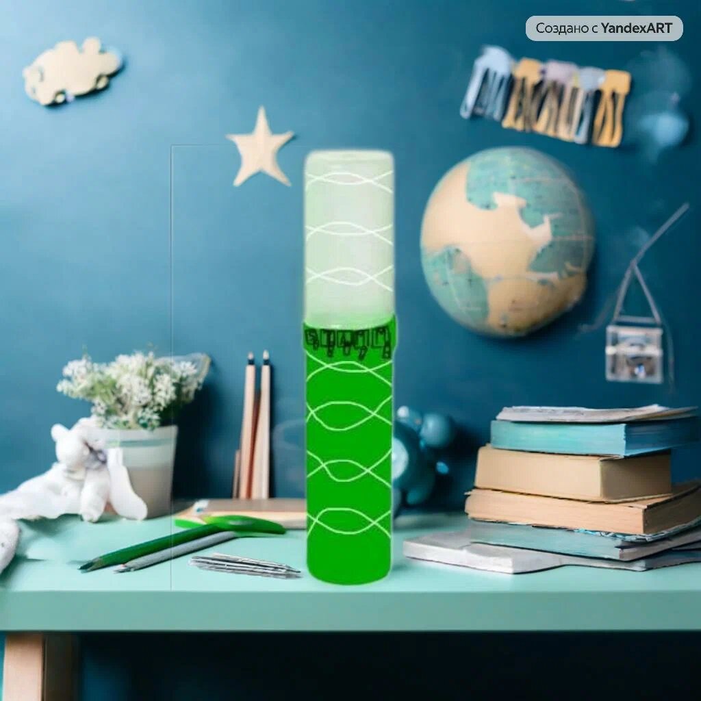 Пенал СТАММ "Тубус", цилиндр, светло-зеленый, с наполнением, пластик