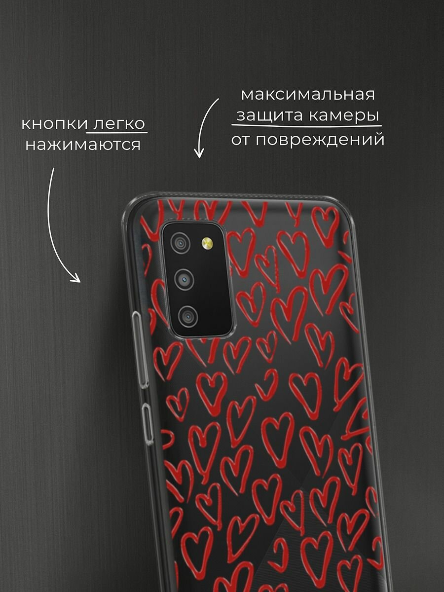 Чехол на Samsung Galaxy A02s / Самсунг Галакси A02s с принтом "Легкие бордовые сердечки" — фото 1
