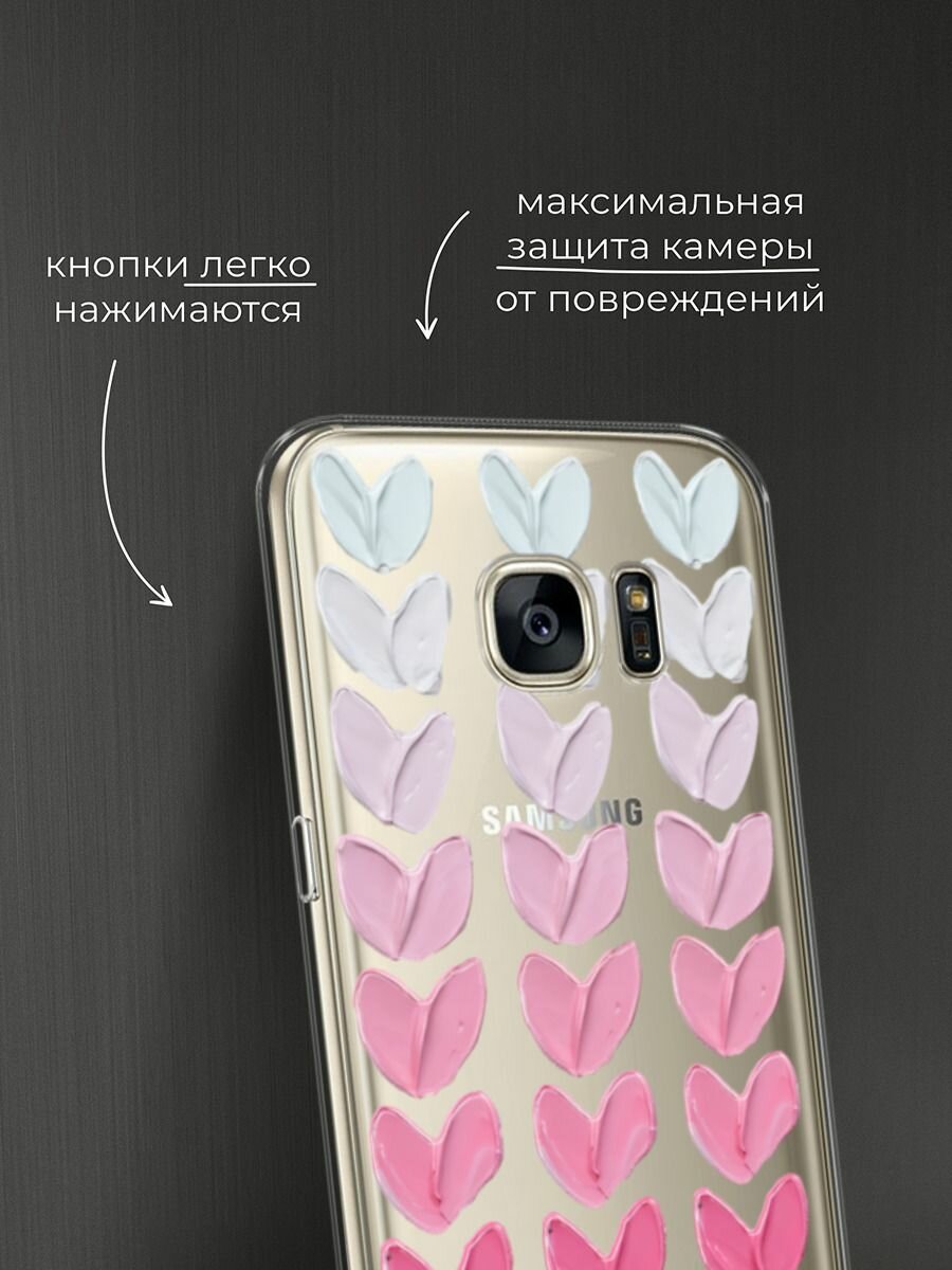 Чехол на Samsung Galaxy S7 / Самсунг Галакси С 7 с принтом "Градиент из сердечек" — фото 1