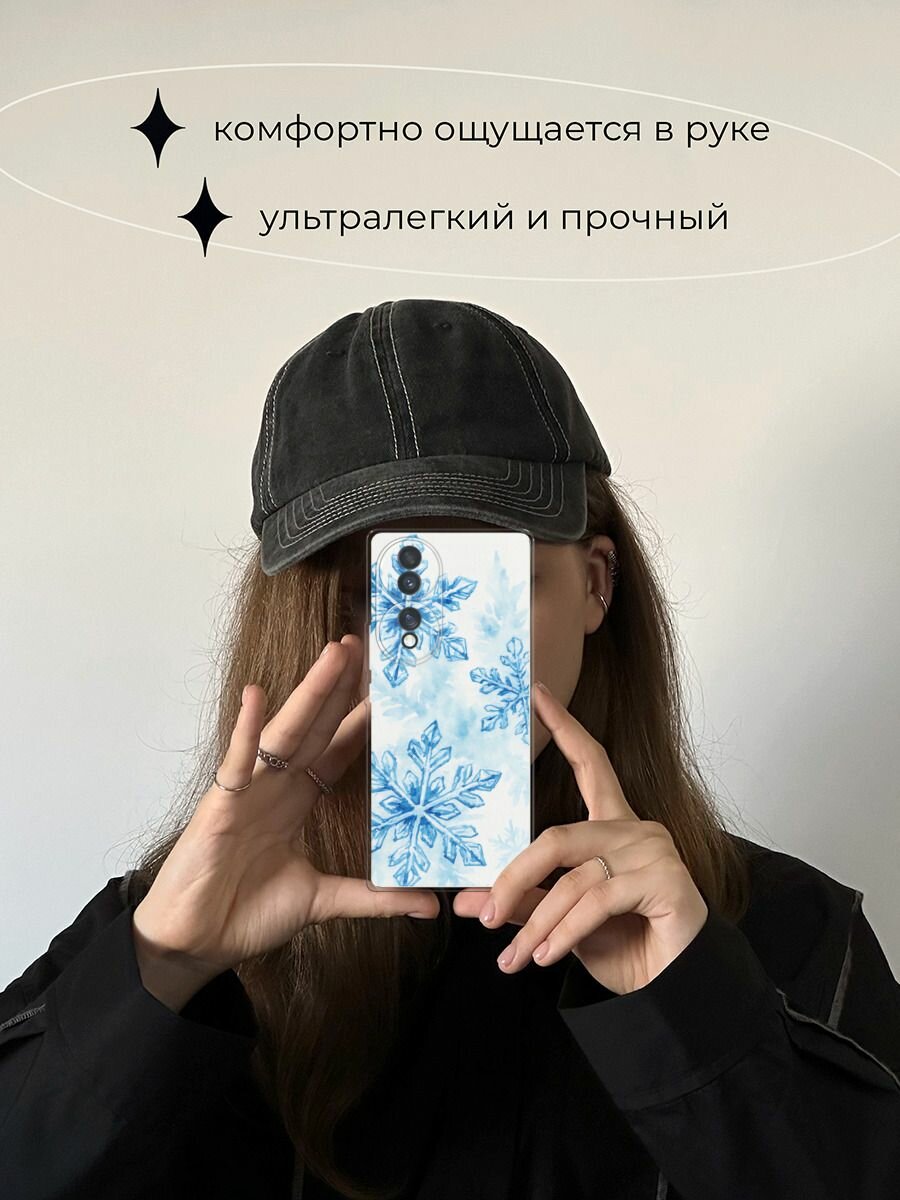 Чехол на Honor 70 / Хонор 70 с принтом "Акварельные снежинки" — фото 1