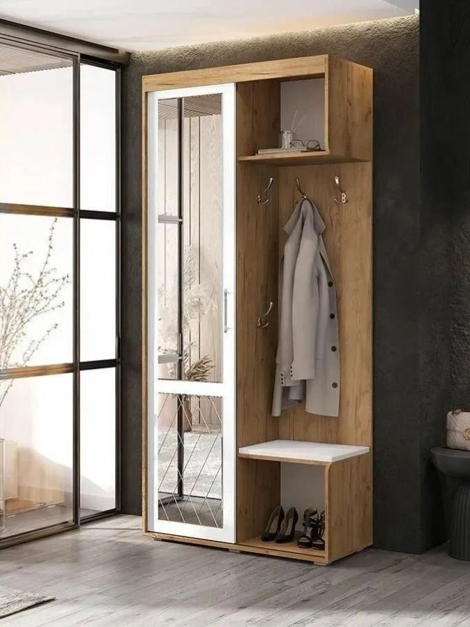 Прихожая Стелла 1 (Белый/Дуб крафт)1000 x 2176 x 430 мм.