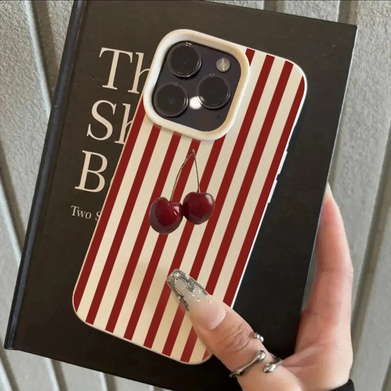 Красочный полосатый чехол для телефона с узором личи для iPhone 17, 16, 15, 14, 13, 12, iPhone13, 6