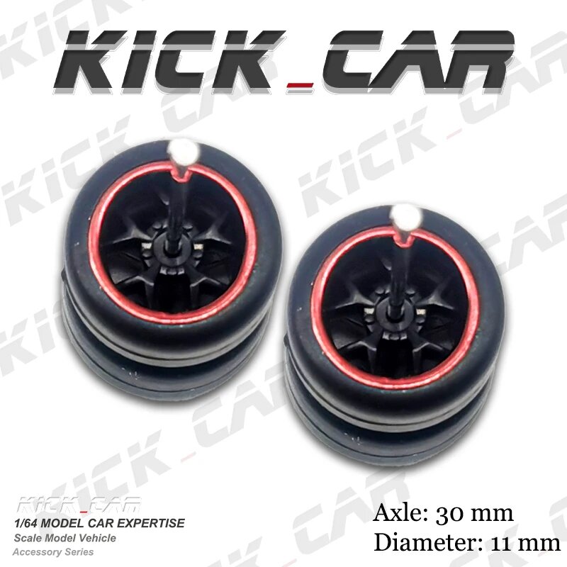Пластиковые колеса KICARMOD 1/64 для Hot Wheels Black Red