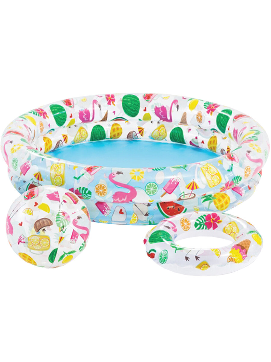 Бассейн надувной 122х25см INTEX, мяч, круг, 150л, от 2 лет (Арт. 59460NP)