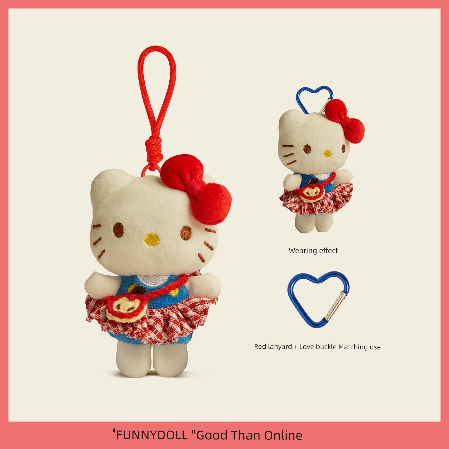 Оригинальный плюшевый брелок Hello Kitty Sanrio, милый кулон для сумки, украшение для рюкзака, маленькая игрушка