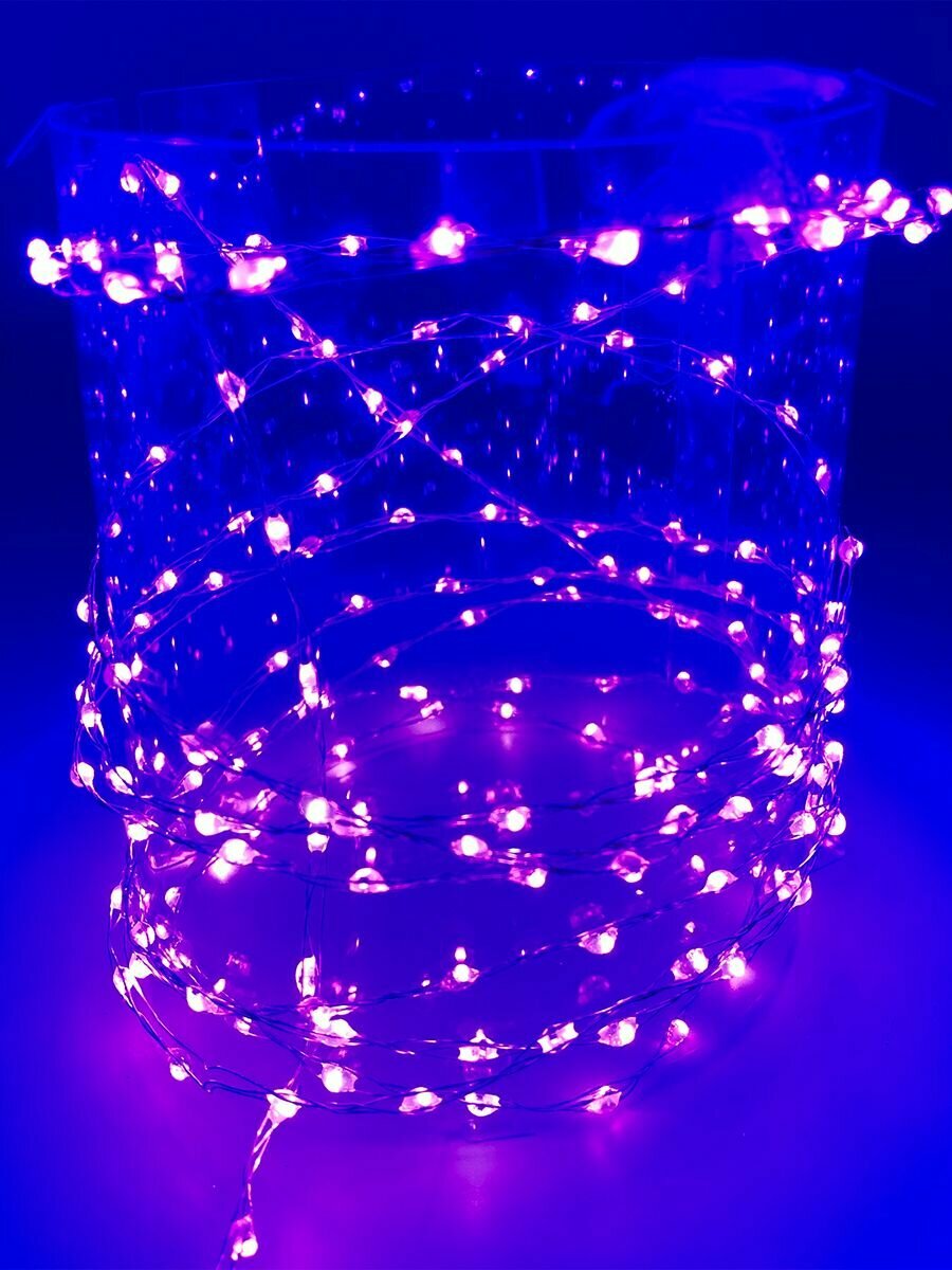 Гирлянда светодиодная "нить-рис" цвет фиолетовый 189LED, GS IP44 4.5V6W адаптер MAG-G092-033