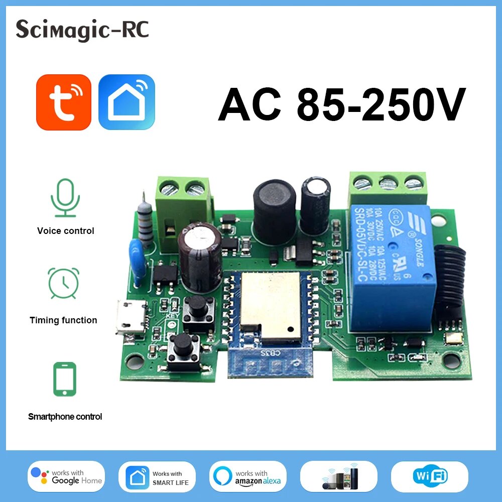 Scimagic-RC Умный Wi-Fi переключатель для гаражных ворот AC 85-250V