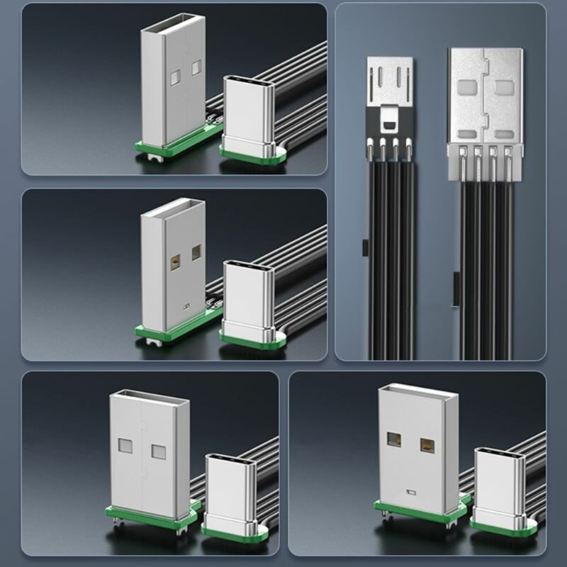 Плоский силиконовый шнур USB-Type C с углом наклона 90 градусов-15 см-вверх