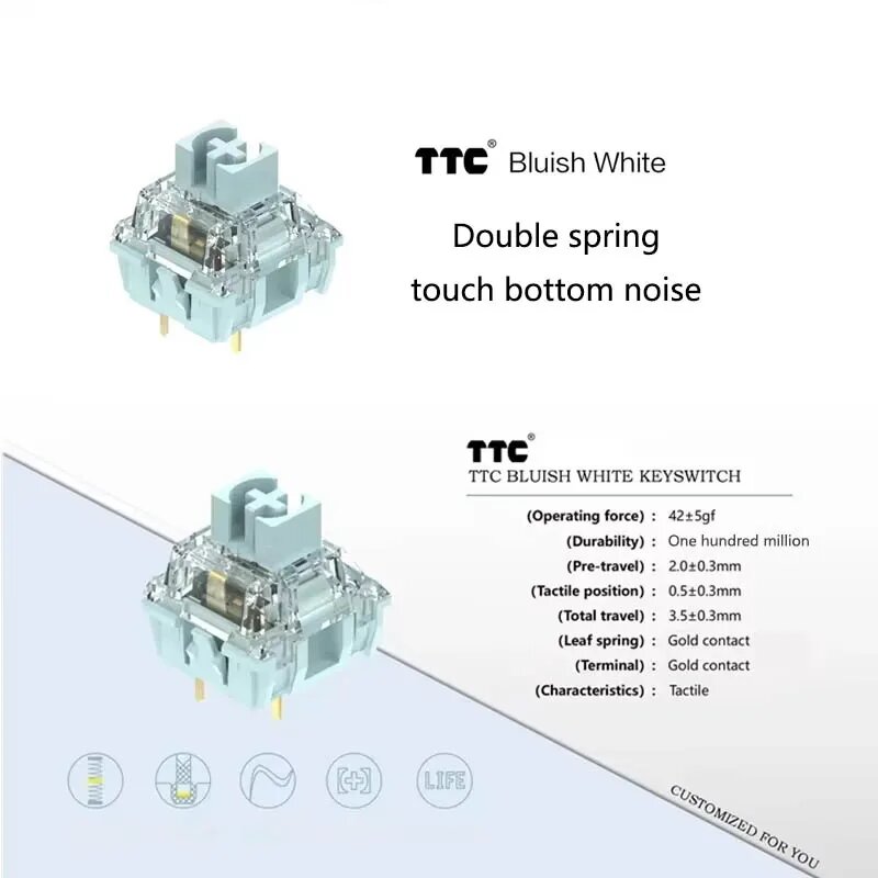 TTC Moon White Silent Tactile Switch, 90 шт — фото 1