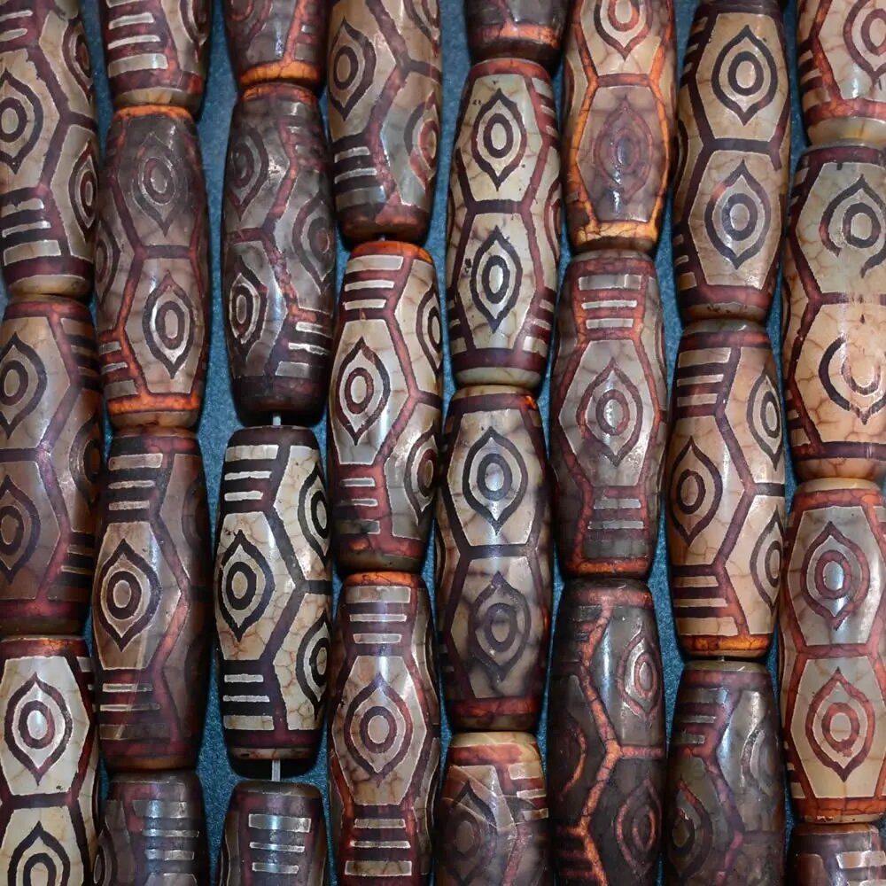 Натуральные тибетские бусины Дзи Aura Myria 40 мм красные коричневые Dragon Eyes