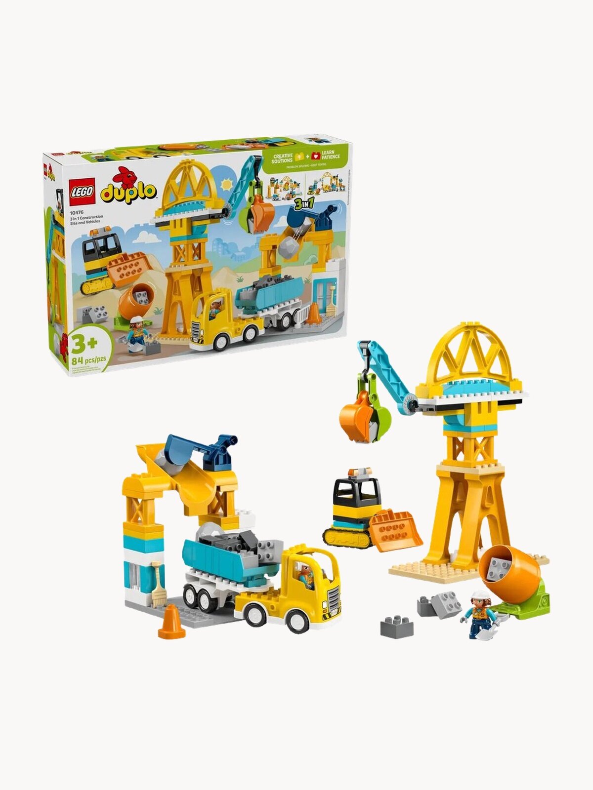 Конструктор LEGO DUPLO 10476 Строительная площадка и транспортные средства 3 в 1, 84 дет.