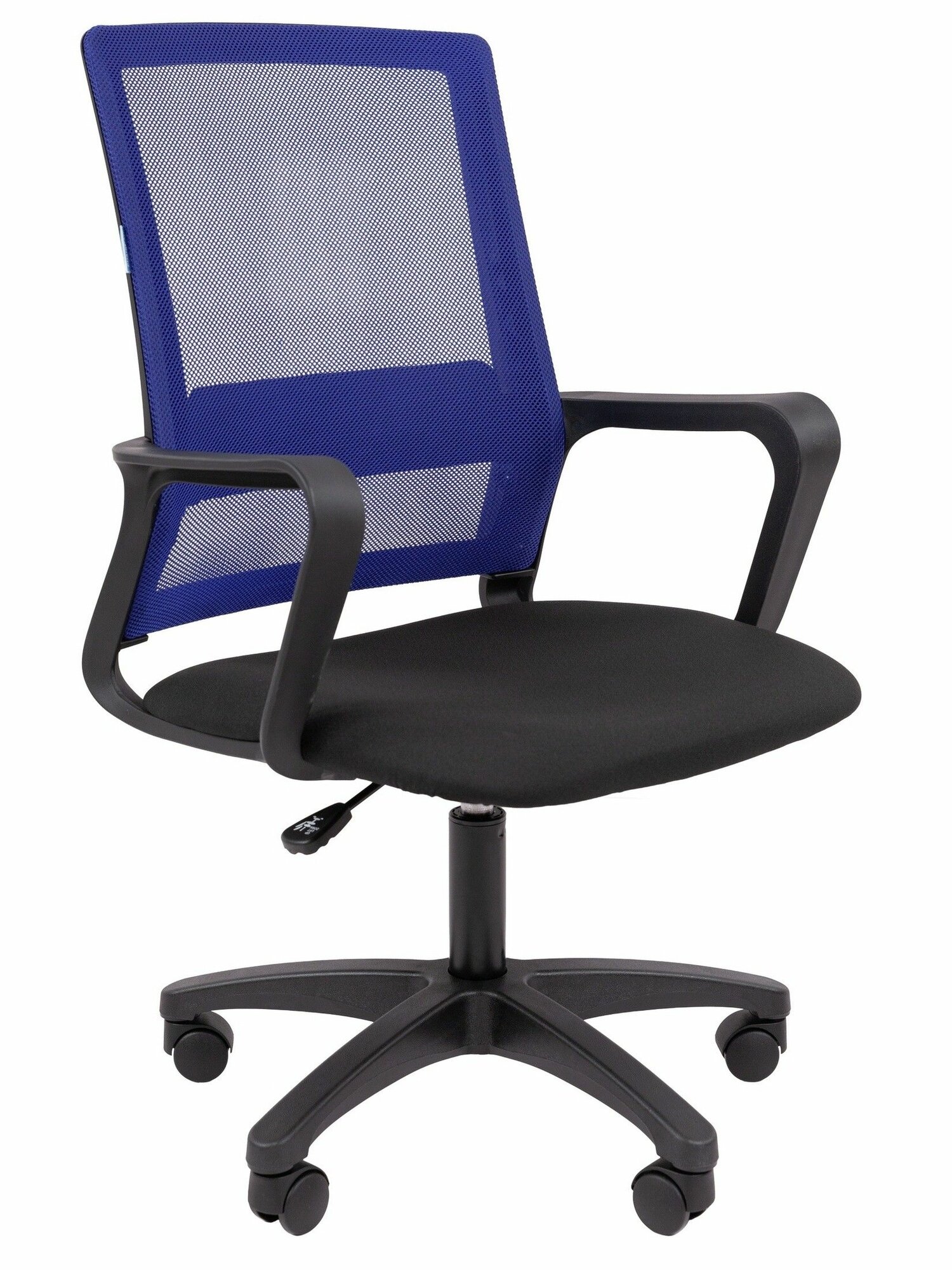 Офисное кресло CHAIRMAN 606 LT ткань/сетка, черный/синий с подлокотниками и регулировкой по высоте для оператора