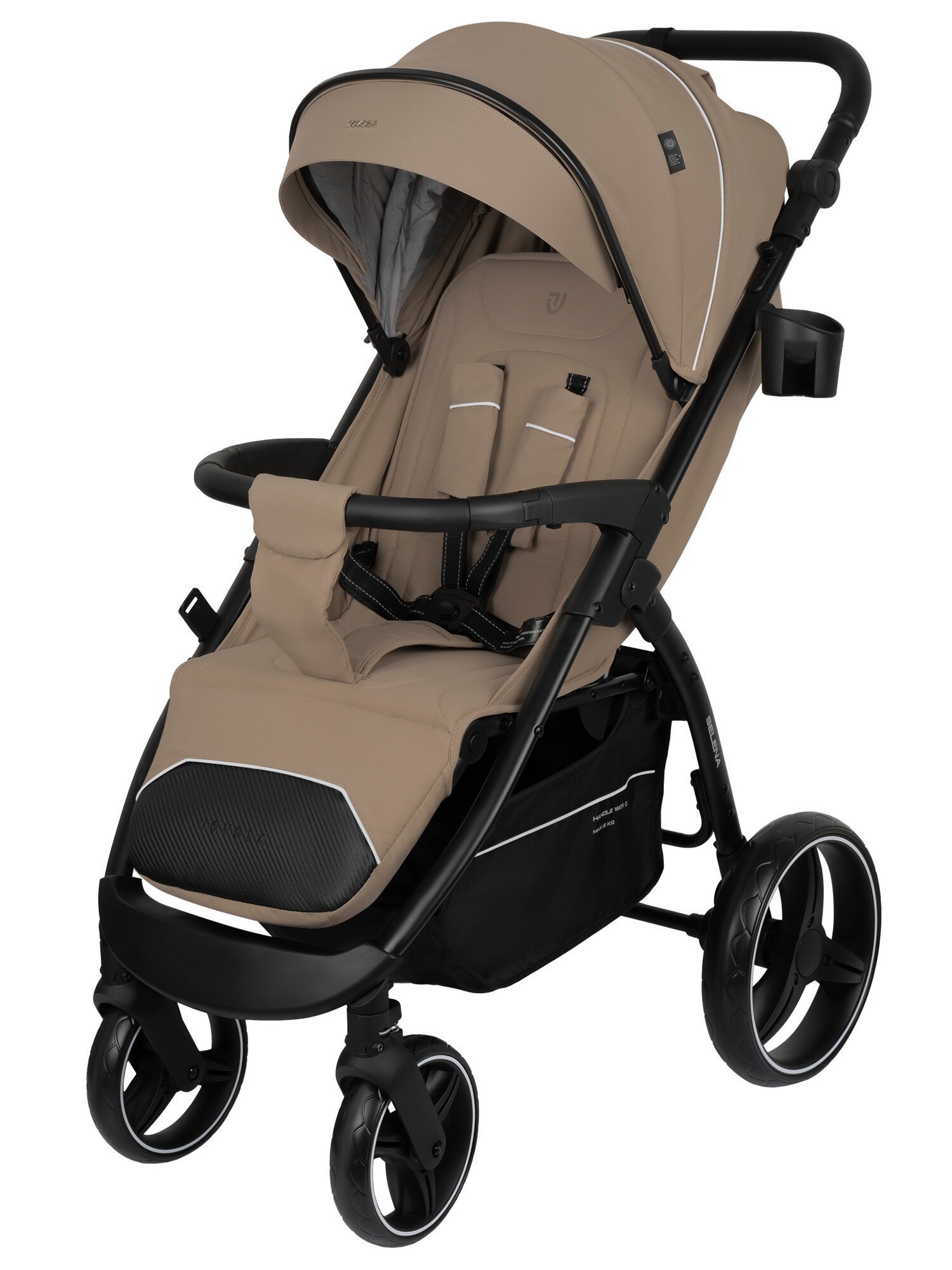 Коляска прогулочная детская Jovola SELENA 2026 с большими колесами, всесезонная, складная, бежевый