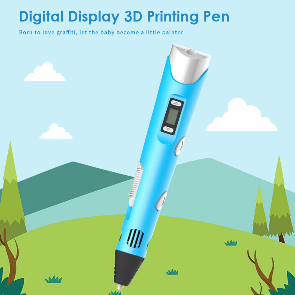 3D-ручка умная с цифровым дисплеем, температура 160 C 230 C, синяя