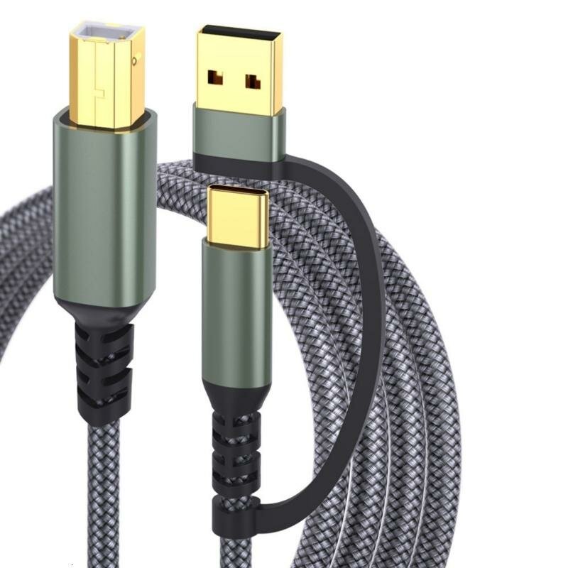 USB A и C к B кабель для принтера, Серый - 3m
