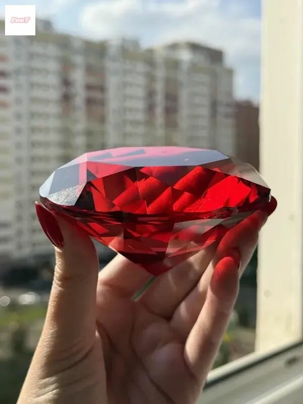 Красный хрустальный бриллиант диаметром 80 мм, высококачественное внутреннее убранство, стеклянная стойка для ювелирных изделий