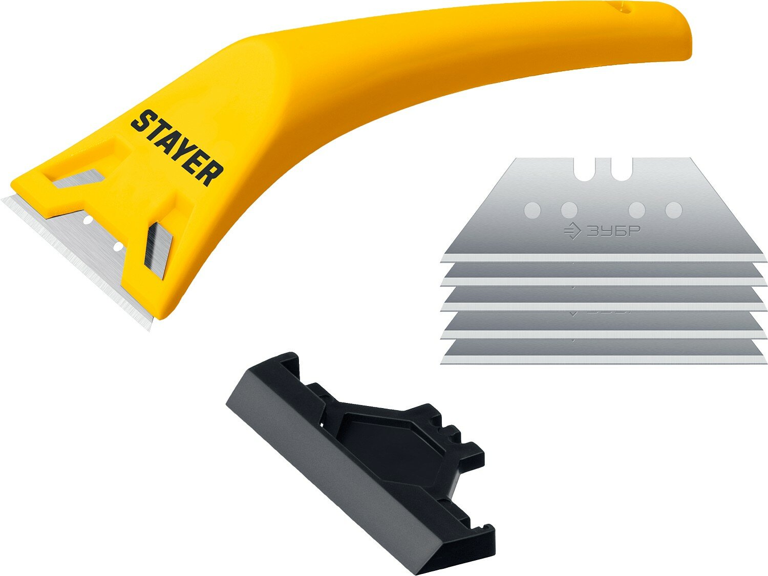 Нож скребок STAYER компактный , 5 дополнительныx лезвий, ширина 60 мм