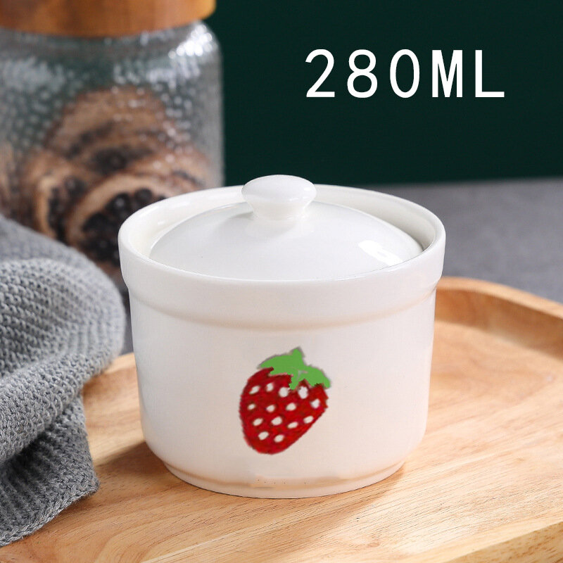 ⭐Керамическая кастрюля с крышкой, водонепроницаемая кастрюля для домашнего использования, мини-пароварка для яиц, суповая чашка для птичьего гнезда для одного человека⭐