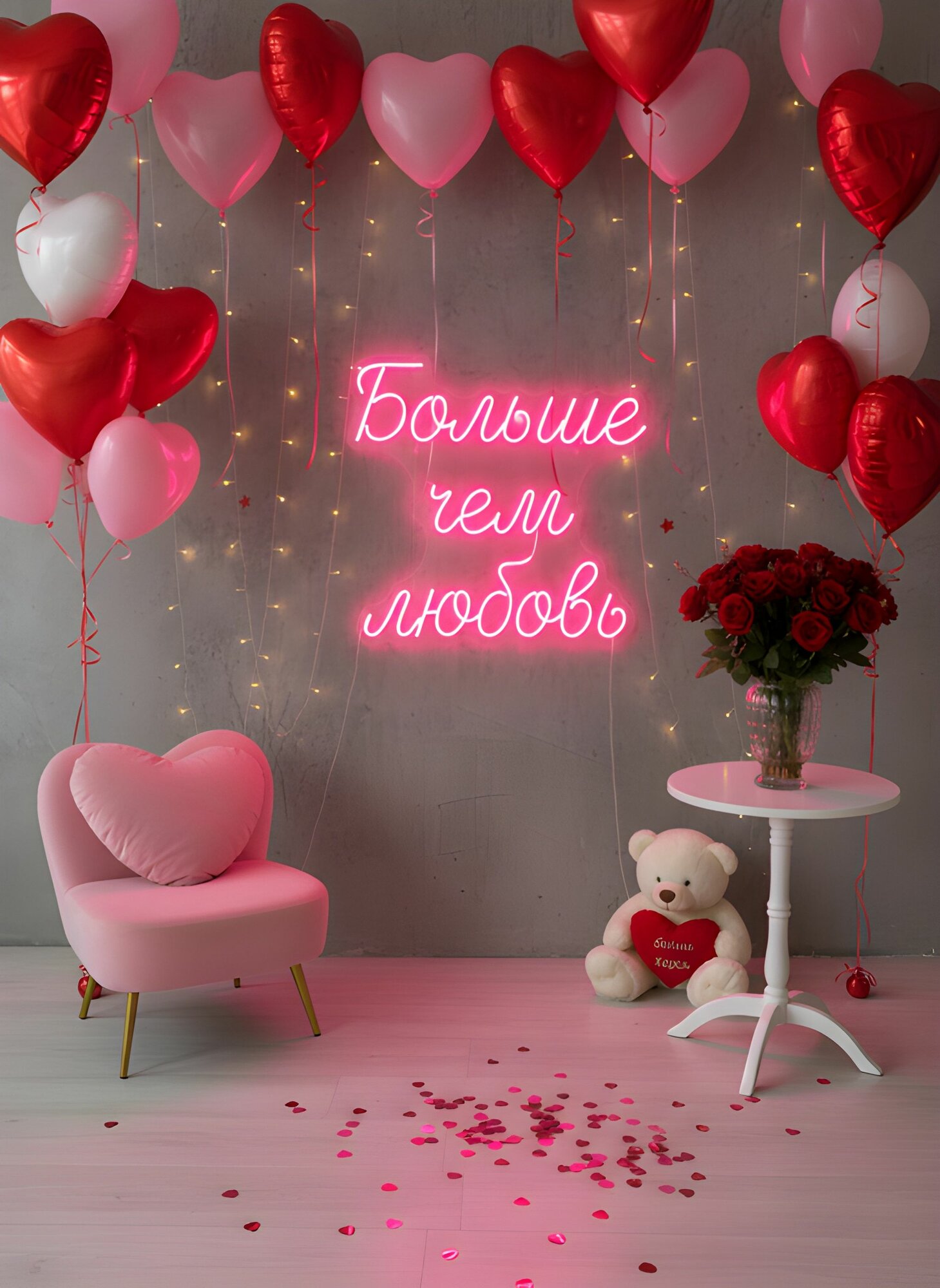 Неоновая вывеска "Больше чем любовь" 58х54 см, неоновая надпись, LED светильник для свадьбы, спальни, дома и фотозоны