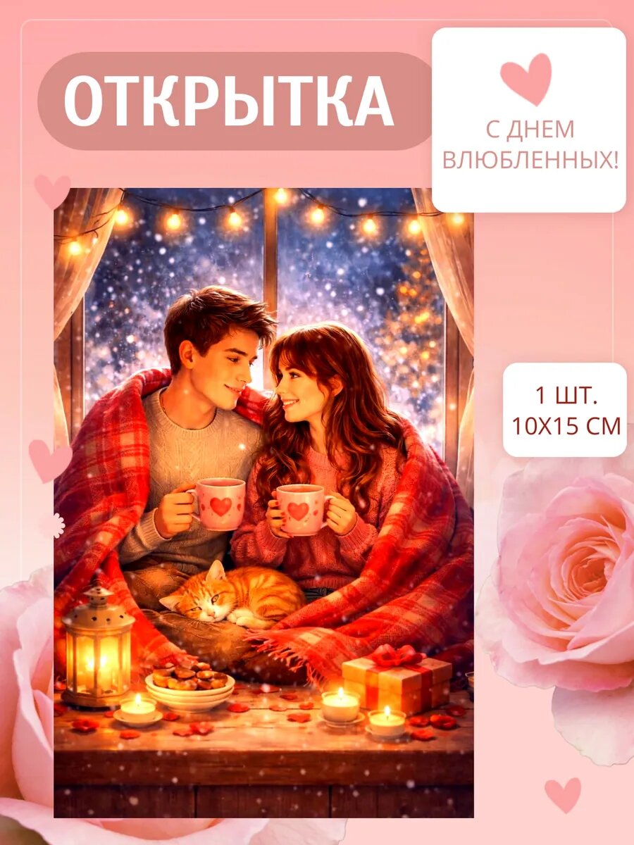 Открытка c 14 февраля, с днем святого Валентина, влюбленных