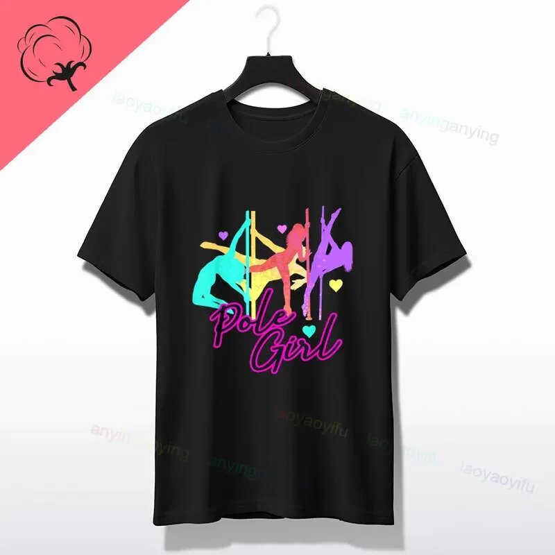 Футболка Laoyaoyifu "Сдержите местную танцовщицу на шесте", черная, хлопок Черный, XS, 22056HH