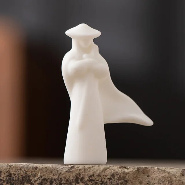 1 миниатюрная статуэтка Будды из белого фарфора, креативное украшение для гостиной, чайной церемонии, дзен-буддизма, миниатюрный аксессуар для ландшафтного дизайна.