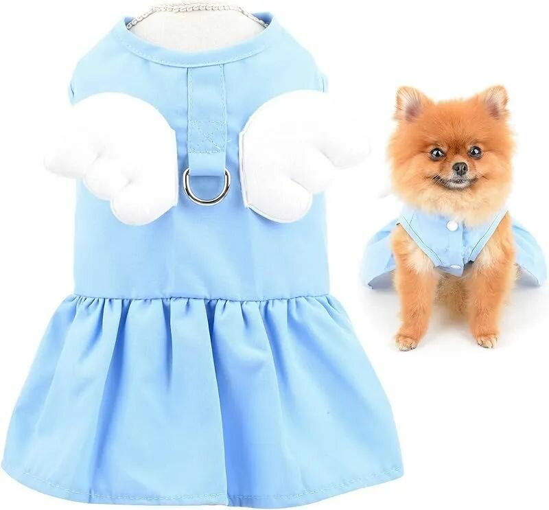 Комплект платья и поводка для девочек с ангельскими крыльями