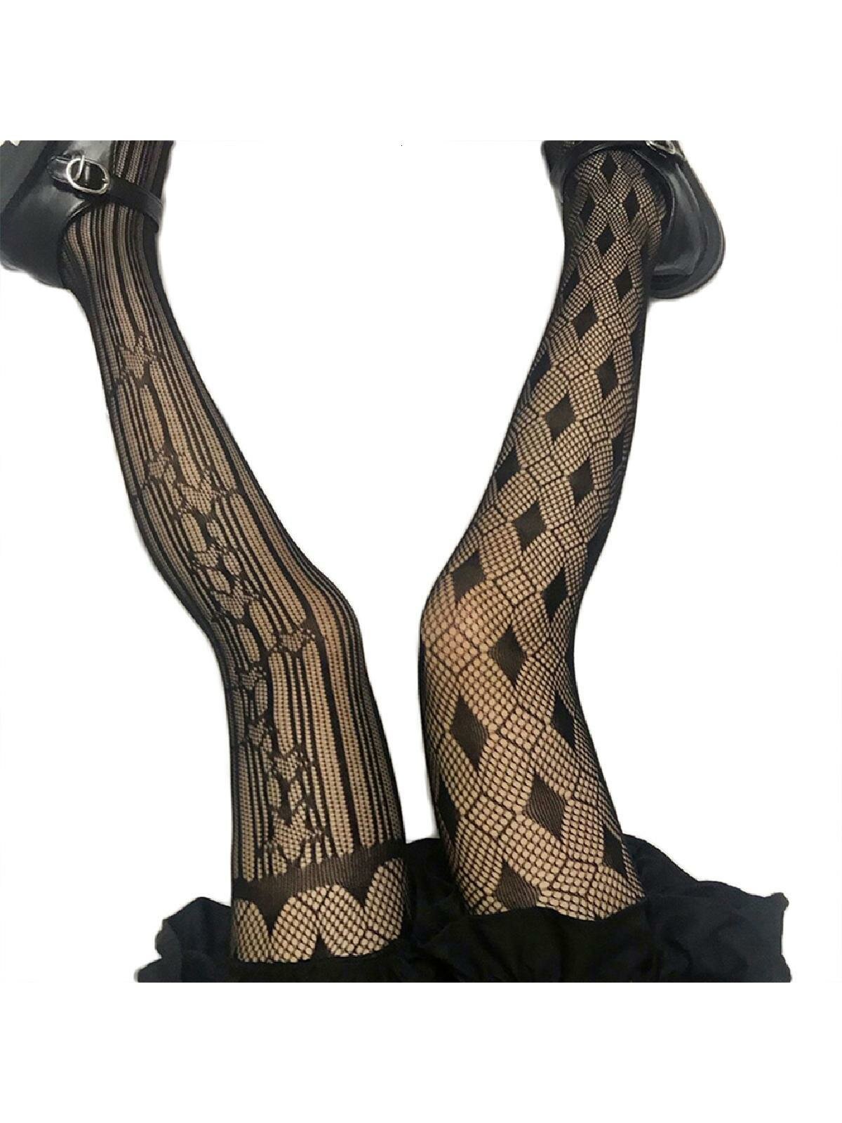 Женские готические колготки в стиле хараяку, Черный