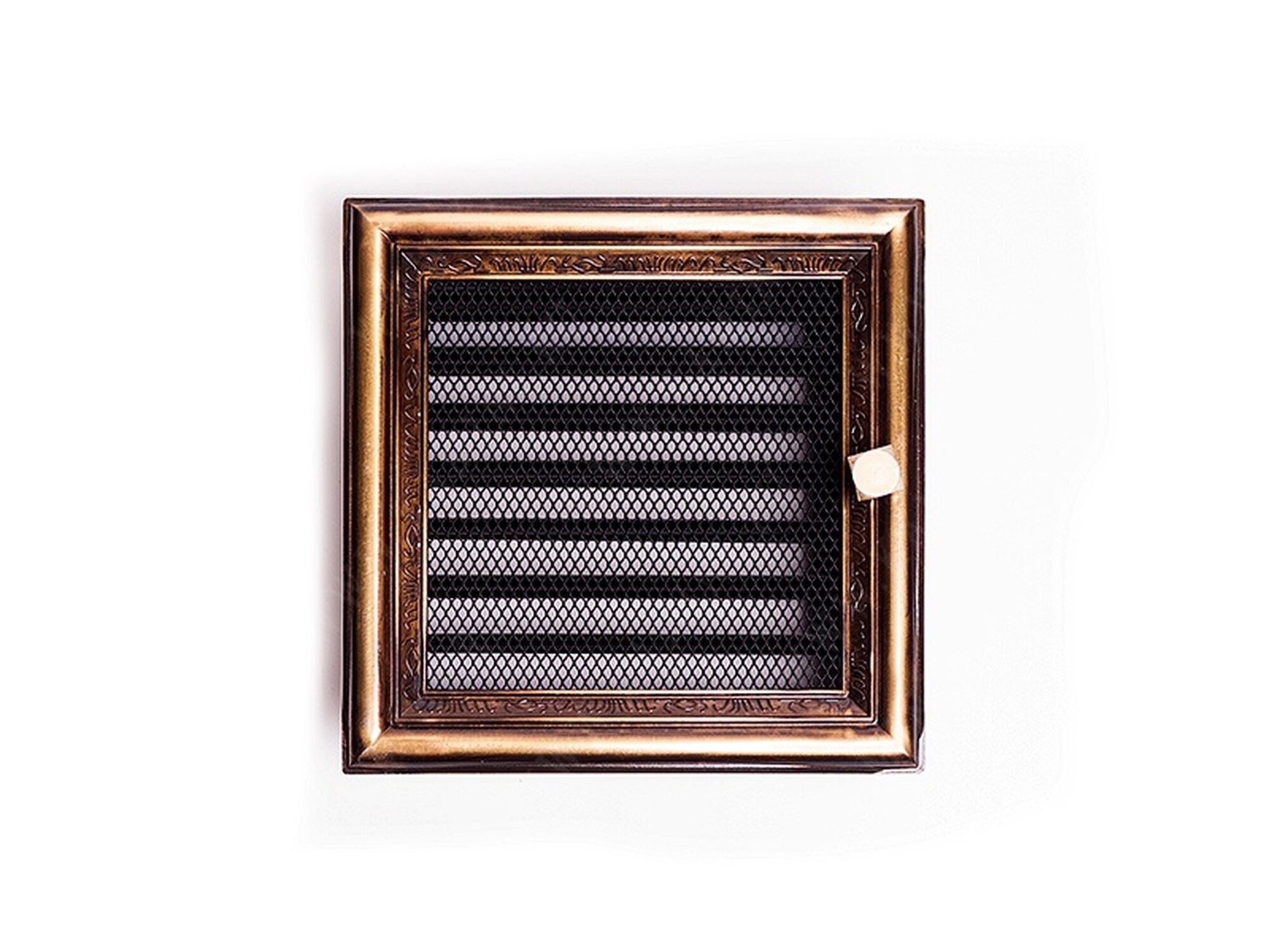 Вентиляционная решетка для камина Kratki (Польша) Рустик червленое золото 17х17 с жалюзи