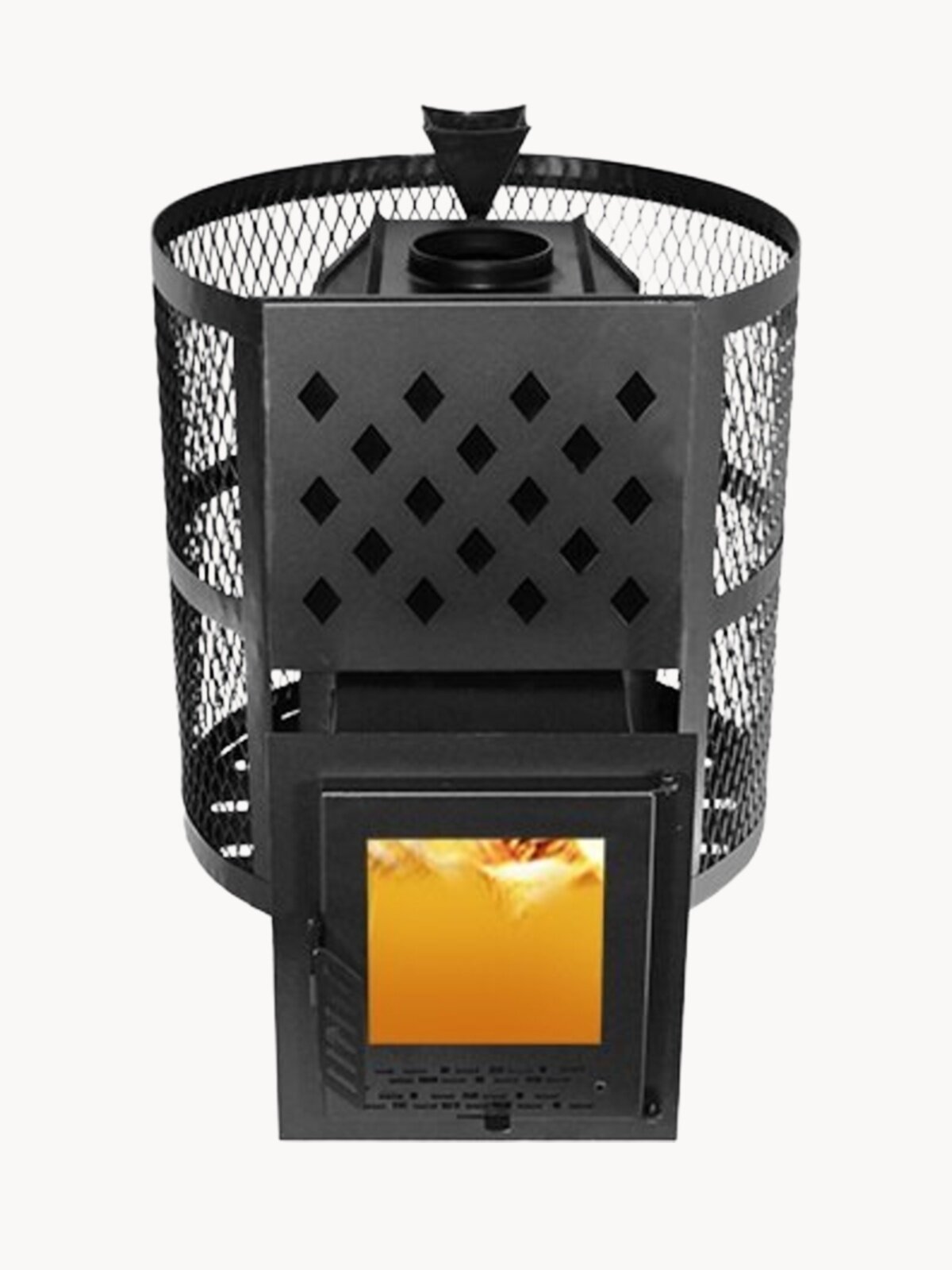 Печь пегас Тундра-14 со стеклом сетчатый кожух Закрытая каменка