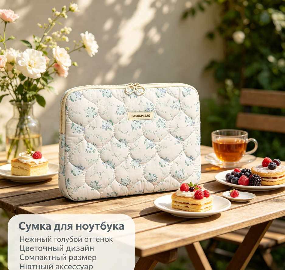 11-15дюймов, Сумка‑чехол для ноутбука стеганая с цветочным принтом, противоударная тонкая защитная